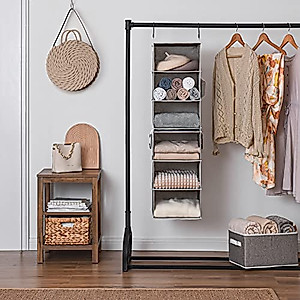 StorageWorks 6-Shelf Hanging Closet Organizers, Two 3-Shelf Separable Closet Hanging Shelves, Canvas, Gray, 12" D x 12" W x 48 ¼"H