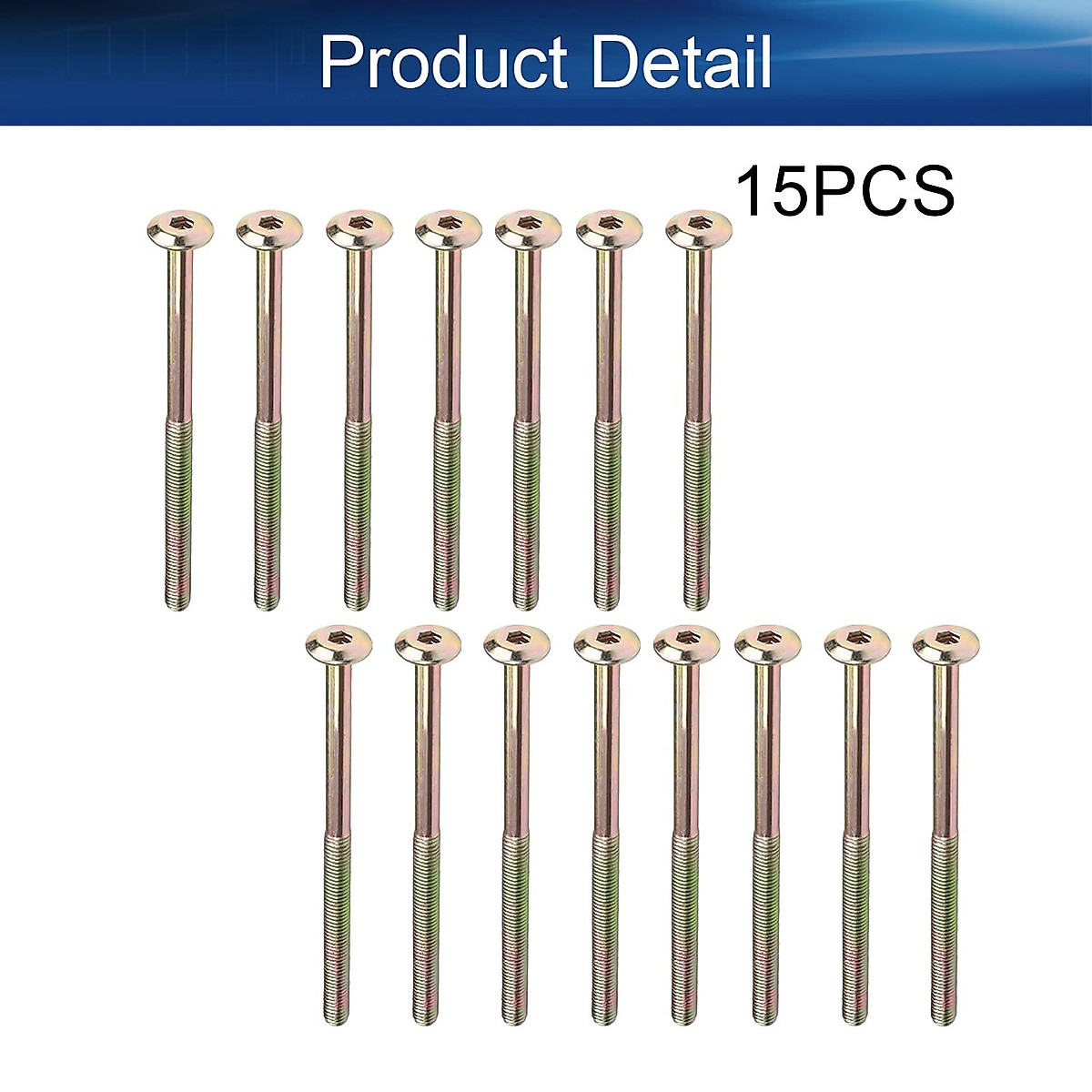 Yinpecly M6x90mm Flat Head Socket Bolts Galvanized Finish Half Threaded Cap Screws Carbon Steel Hex Drive Cap Bolts Colorful 15Pcs