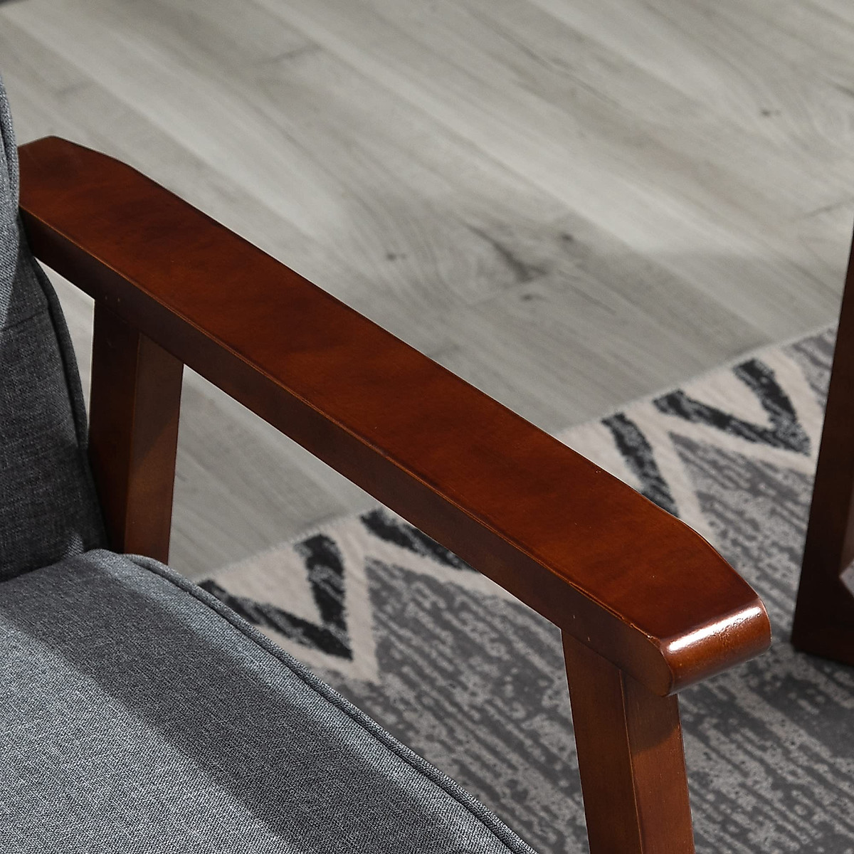 HOMCOM Modern Upholstered 2-Seat Loveseat Sofa with Linen-Touch Fabric and Rubberwood Legs, Grey