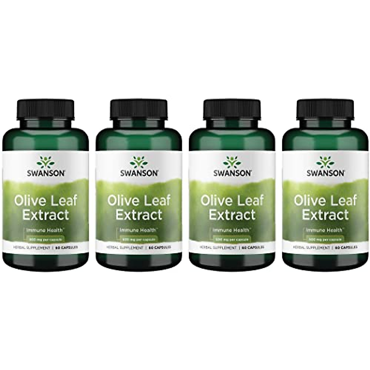 Swanson Olive Leaf Extract Immune Health Cardiovascular Health Antioxidant Support Supplement 500 mg 60 Capsules (standardized to 20% oleuropein) (4 Pack)