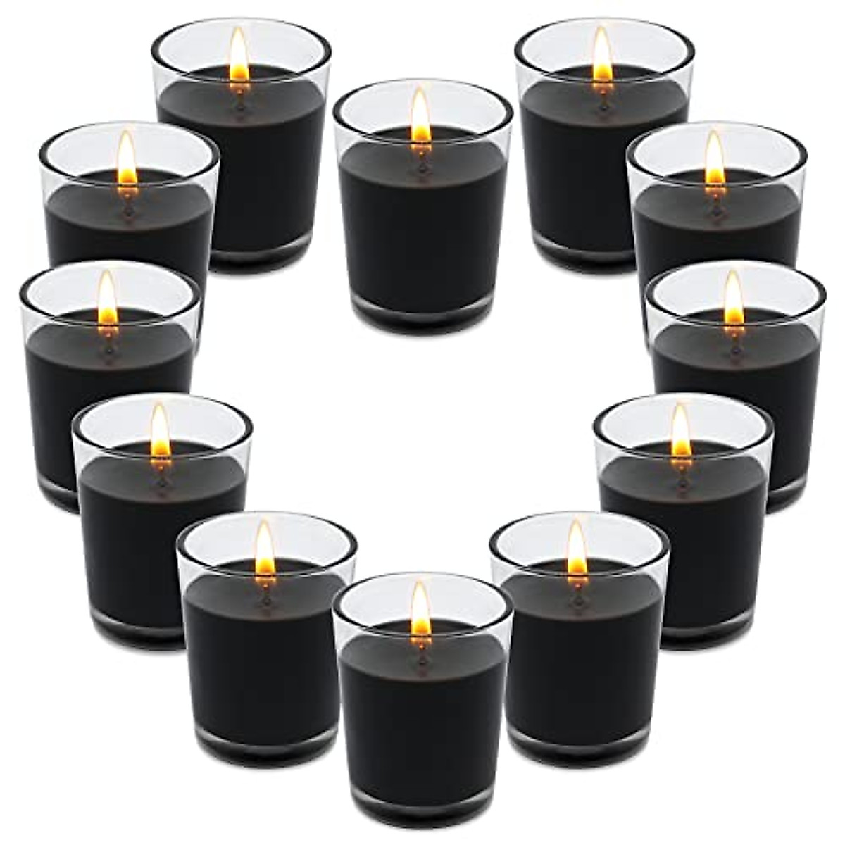 Black Halloween Votive Candles in Glass 12 Packs Small Unscented Soy Wax Candles