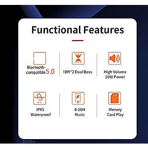 TGUCITESEN Portable Bluetooth Speaker Waterproof IPX4 Wireless Speaker，Good Bass, Shower, Kayak, Beach Accessories, Gifts for Men Women (Gray)