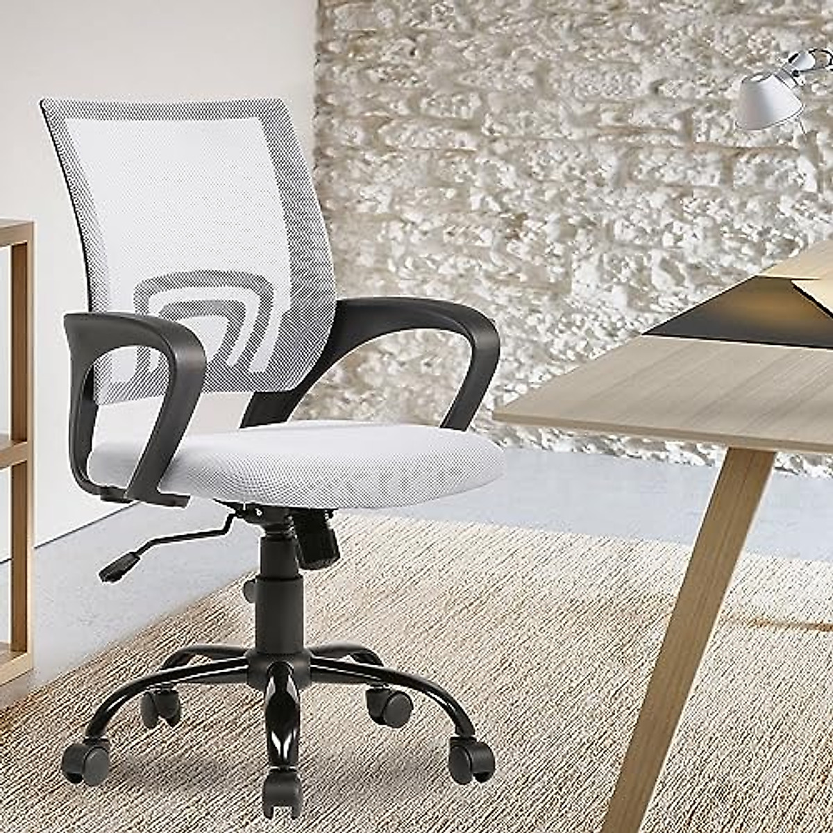BestOffice Office Chair Ergonomic Desk Chair Mesh Computer Chair Lumbar Support Modern Executive Adjustable Stool Rolling Swivel Chair for Back Pain,White