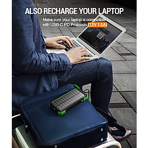 20,000mAh PD Solar Charger Foldable-Orange Plus 20,000mAh 18W Solar Charger 10W Wireless Power Bank-Dark Green