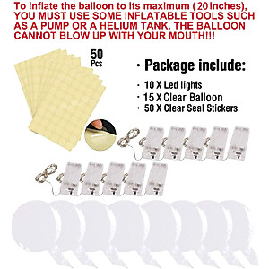 Led Balloons,helium tank for balloon at home,Clear balloon Light Up Bobo Balloons (warm white (10 set+15balloons))（Not Includ Battery）