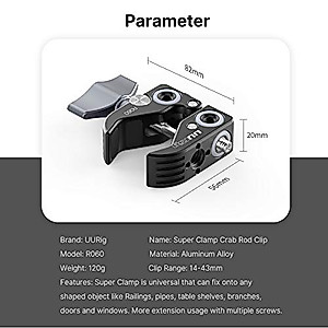 UURig R060 Super Clamp for Monitor/LED Lights/Flash/Microphone, Versatile C Clamp Strong Camera Clamp Endless Using Scenes with Photographic Professional Accessories