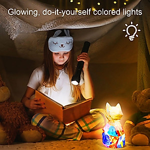 Paint Your Own Cat Lamp Art Kit, DIY Geometric Cat Lamp Night Light, Animals Toys Night Light, Gifts Crafts for Teens Girls Boys, Art and Crafts Painting Kit for Kids Ages 3 4 5 6 7 8 9 10 11 12+