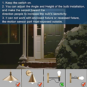 Motion Sensor Light Bulbs - 9W (60W Equivalent) E26 Motion Activated LED Light Bulb 5000K Daylight Dusk to Dawn Security Bulb Auto On Off Indoor Outdoor for Front Door Porch Basement Closet(2 Pack)