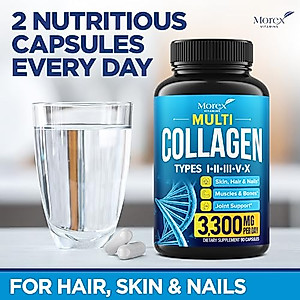 Multi Collagen Pills (Types I, II, III, V & X) - Marine Collagen & Bone Broth Capsules - Made in USA - Grass Fed Collagen Peptides - Anti-Aging Collagen Supplements - Hydrolyzed Collagen Capsules
