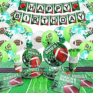 Football Party Decorations Football Birthday Party Decorations Football Party Plates Napkins Cups Tablecloth Balloons Banner for Football Touchdown Game Day Tailgate Party Supplies