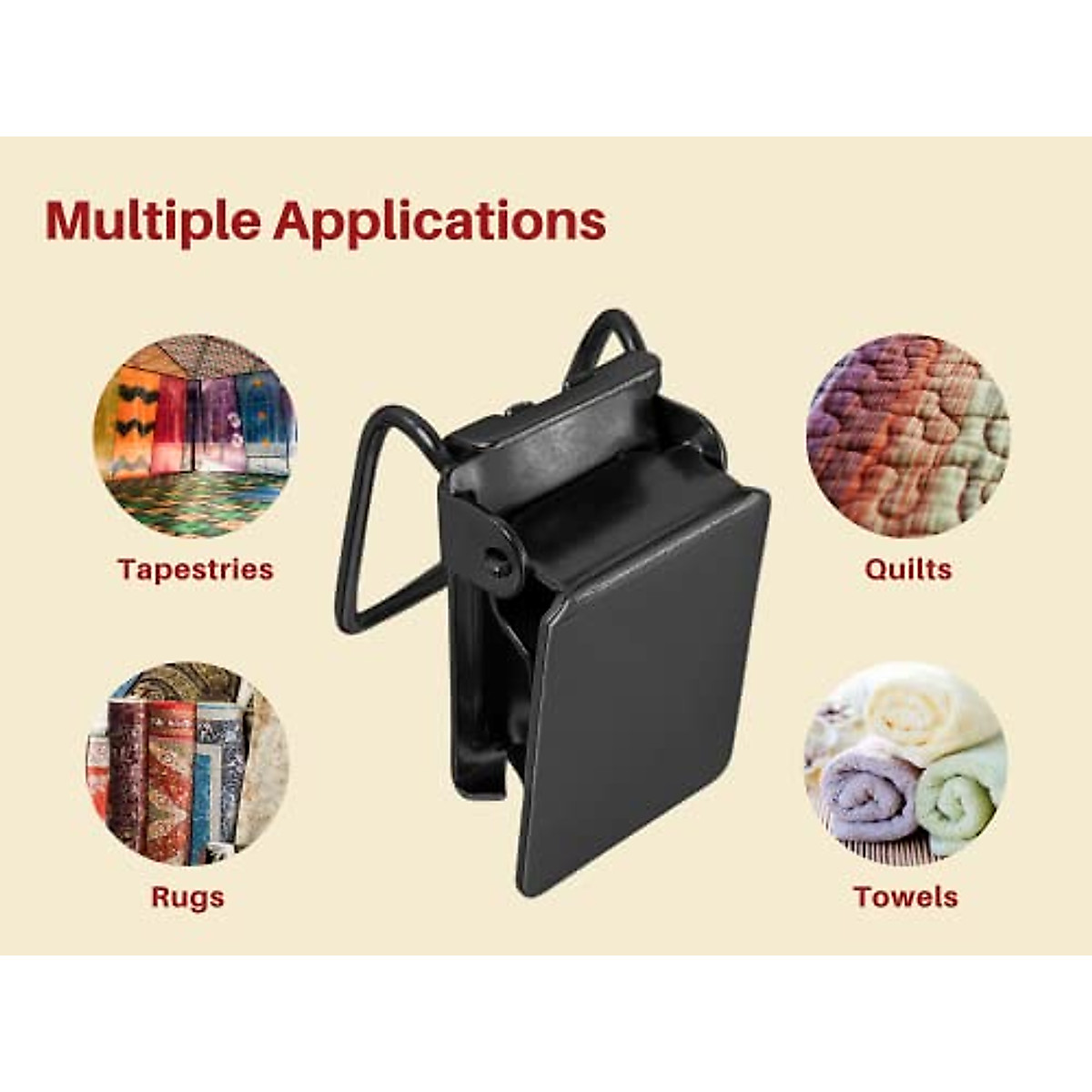 Wise Linkers Rug Clips (4 pcs) Wire Back Rug Clips for Wall Hanging Rugs Quilts Hanger Clamps Black