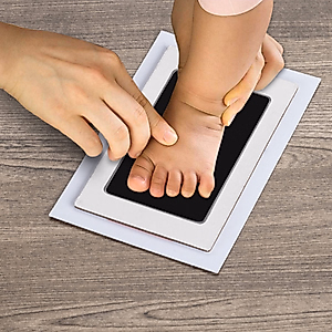 Baby Handprint and Footprint Kit(Safe Clean-Touch Ink Pad for Prints), Picture Frame in Elegant White Natural Wood, Baby Keepsake Frame, Baby Shower Gifts, Non-Toxic, Baby Safe(White)