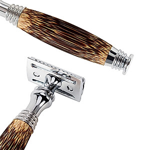 Grandslam Double Edge Safety Razor + 10 Blades Safety Razor with Handmade Long Natural Bamboo Handle Eco Friendly Safety Razors for Women/Men Ladies Shaver