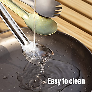 TiTo Titanium Long Handle Spork and Spoon Eco-Friendly Ultralight Portabale Flatware for Outdoor Camping Backpacking Hiking Travel Picnic Tableware with Bag(Spork)