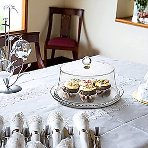 Hiceeden 10 Inch Acrylic Cake Stand with Dome Lid, Clear Cake Plate with Cover, Serving Platter with Lid for Display, Party, Dinner, Dessert