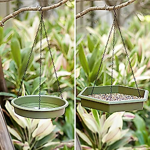 Hanging Bird Bath, Bird Bath, Hanging Bird Feeder, Bird Feeder, 2 in 1 XL Hanging Bird Feeders & Bird Baths for Outdoors,Bird Feeder Hanging Bird Feeder Tray (Green)