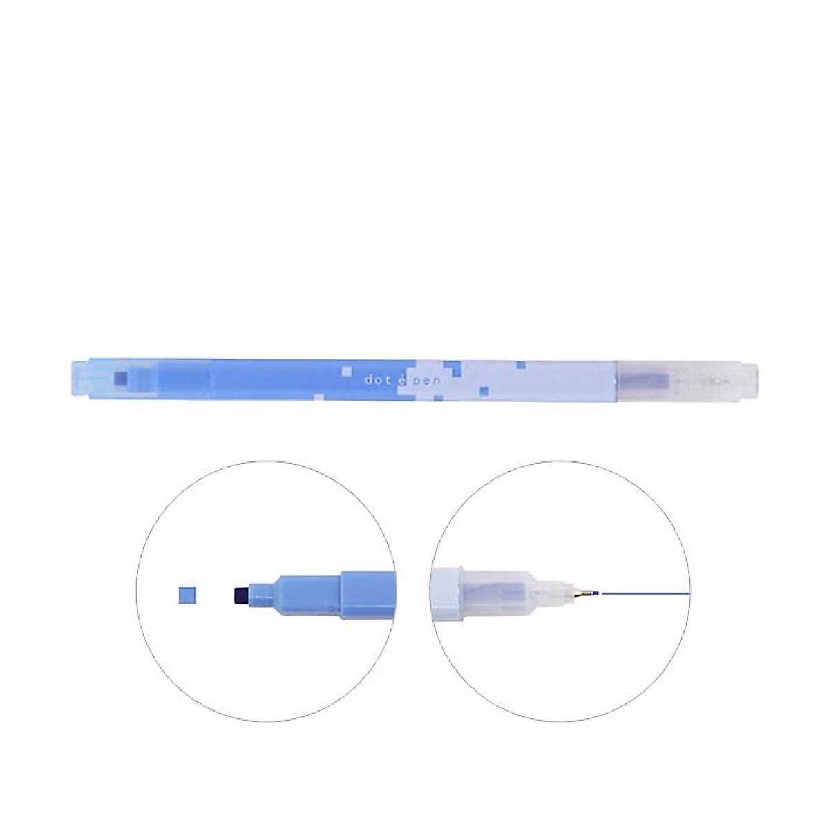 SUN-STAR Dot E Pen, Double Sided Water- Based marker Pen, Square Dot and Fine- Point Pen for Art, Coloring, Sketching, Illustrating - Blue