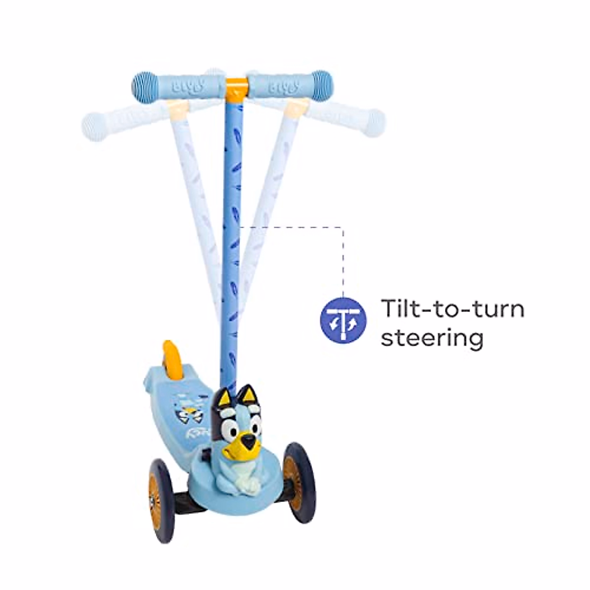 Bluey 3D Self Balancing Scooter for Kids, 3 Wheeled Scooter with Extra Wide Anti-Slip Deck, Rear Brake, Lean to Steer, Lightweight Design, for Boys/Girls 3 and up, 75 LB Limit