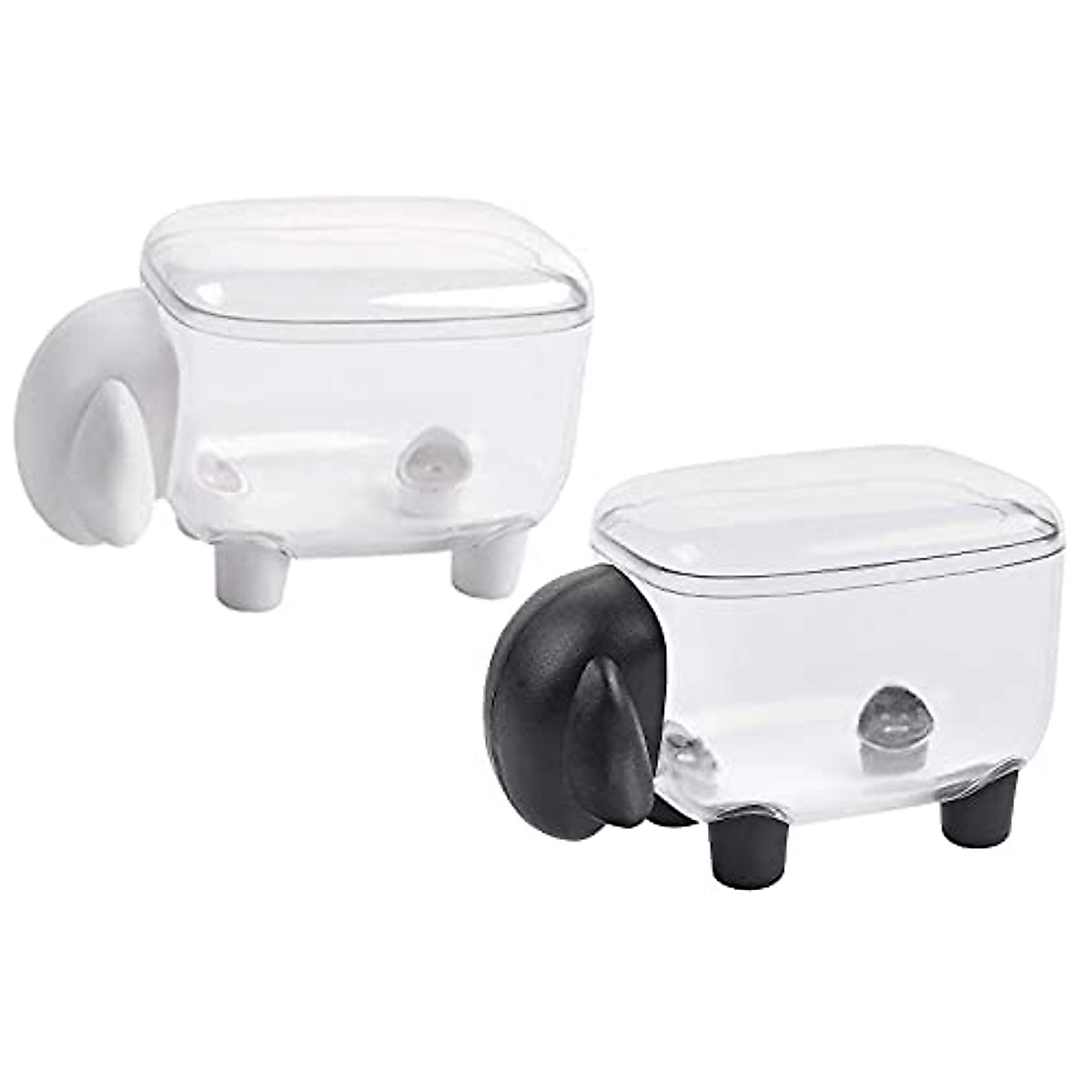 Creative Dustproof Storage Box for Office Stationery, Toothpicks, Cotton Swabs, etc. (Sheep) (Black and White)