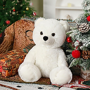 Tezituor White Teddy Bear Stuffed Animal, Cute 18 inch Stuffed Teddy Bear for Girlfriend Kids, Soft Plush Bear Stuffed Animal Valentine's Christmas Birthday Gifts