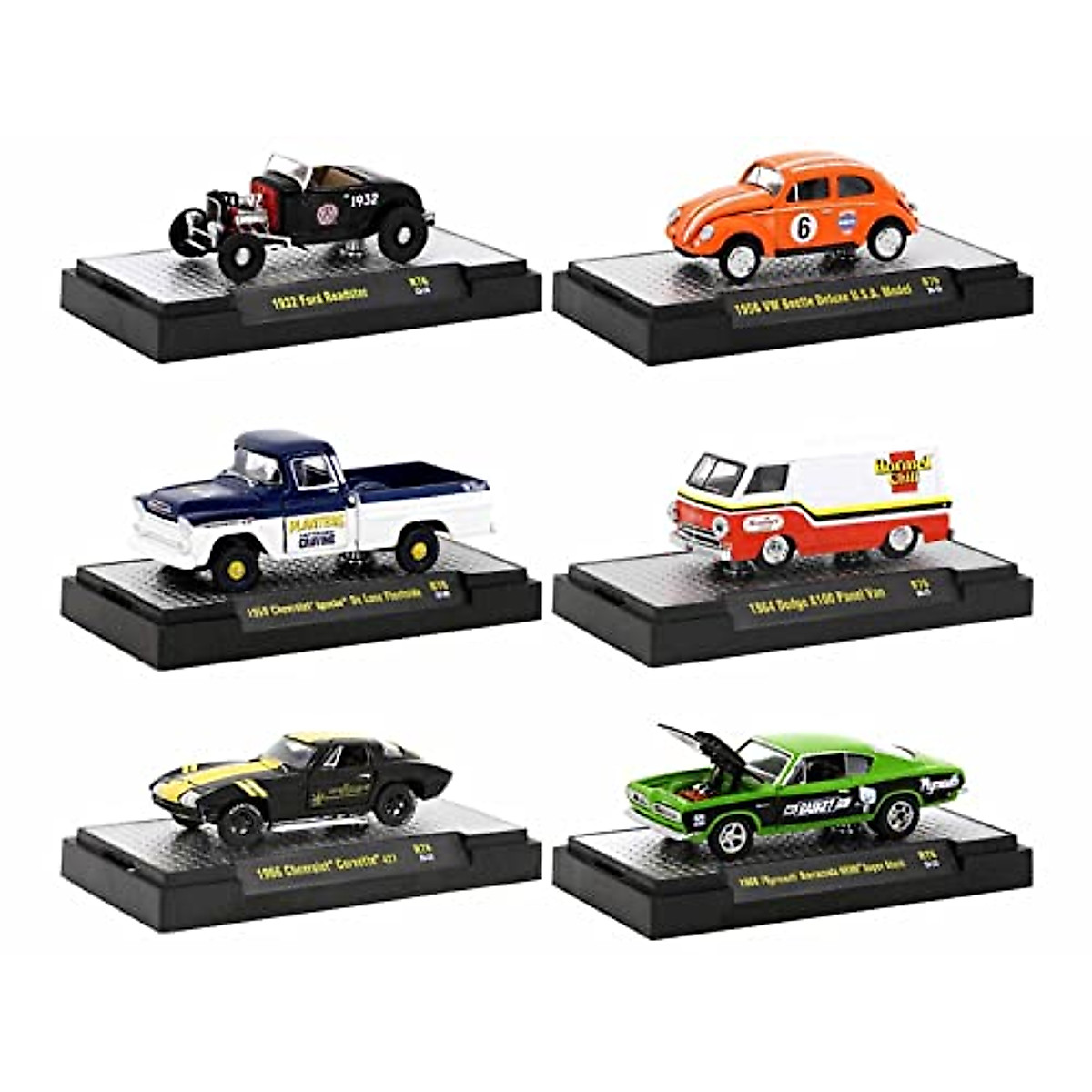 M2 Auto-Thentics 6 Piece Set Release 76 in Display Cases Limited Edition 1/64 Diecast Model Cars Machines 32500-76