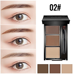 Jutqut Eyebrow Powder Makeup Kit, 3 Colors Eye Brow Tinted Powder Palette, Dark/Light Brown Brow Powder Filler to Shape Natural Eyebrows, Long-Lasting Waterproof Eyebrow Makeup Kit -Set 02