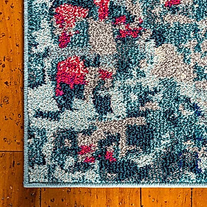 Unique Loom Jardin Collection Colorful, Vibrant, Abstract, Modern Area Rug, 4 x 6 ft, Blue/Pink