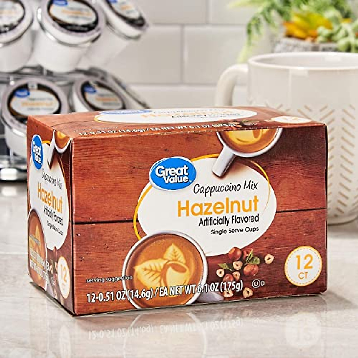 Great Value Cappuccino Coffee and Hot Drink Single Serve Pods, 12 Count (Hazelnut Cappuccino, Pack of 3)