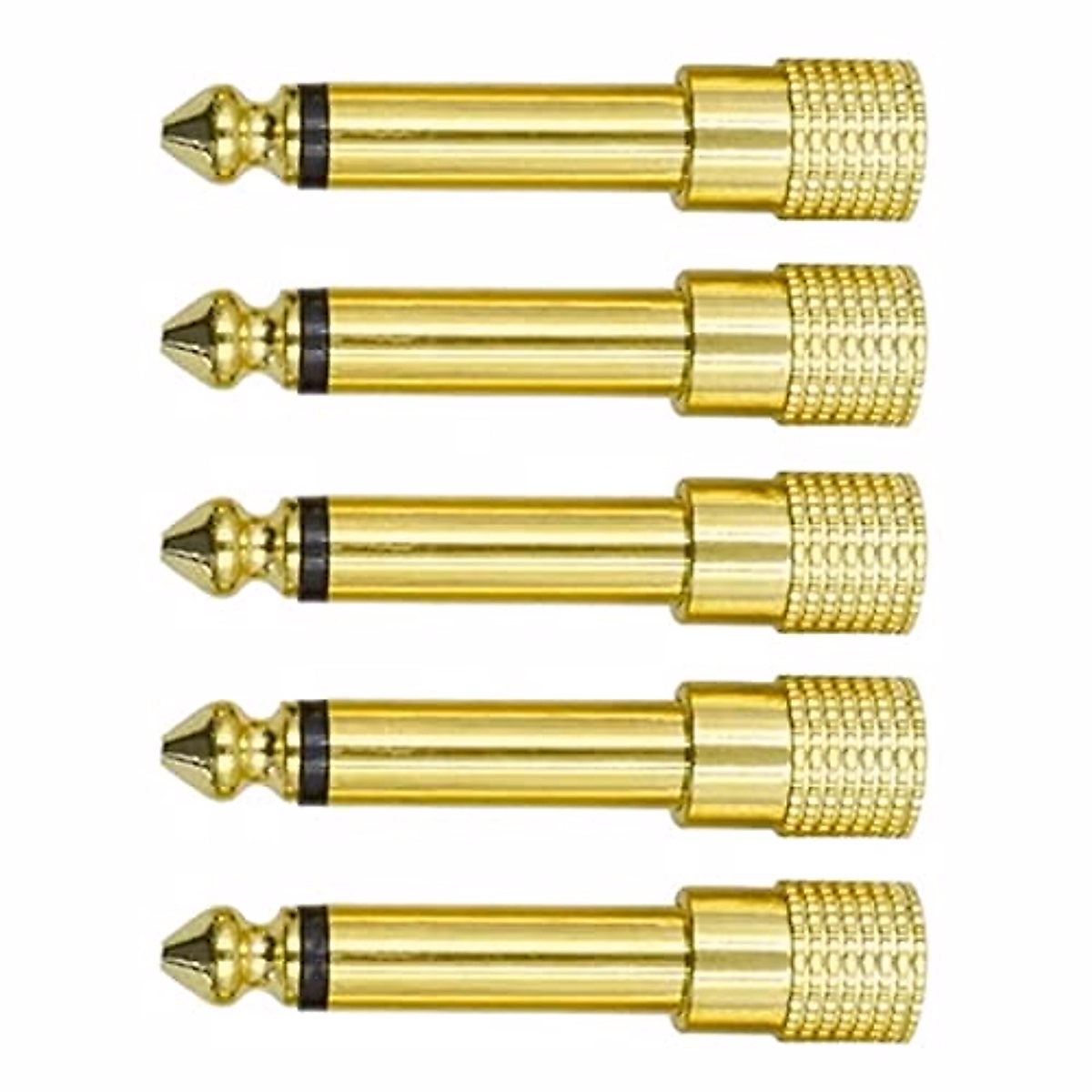 bnafes Audio Adapter [Gold-Plated] 6.35mm (1/4 inch) Male to 3.5mm (1/8 inch) (Mono to Mono) Female Headphone Jack Plug, 5Pack