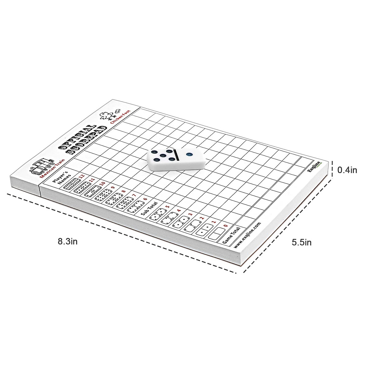 Exqline Mexican Train Score Pads, 70 Sheets Dominoes Chicken Foot and Mexican Train Score Sheets 8.3'' X 5.5'' Well-Made Large Size Paper Record Clearly and Easy to Read for Travel Gamenight