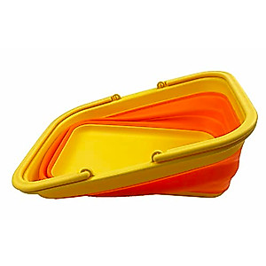 SAMMART 9.2L (2.37Gallon) Collapsible Tub with Handle - Portable Outdoor Picnic Basket/Crater - Foldable Shopping Bag - Space Saving Storage Container (Yellow/Carrot)