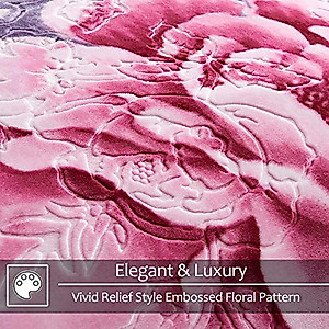 JYK Soft Blanket Heavy Korean Mink Blanket, 5 LB Fleece Blanket - 2 Ply Reversible 520GSM Silky Soft Plush Warm Blanket for Autumn Winter (Queen, Peony/Peony)