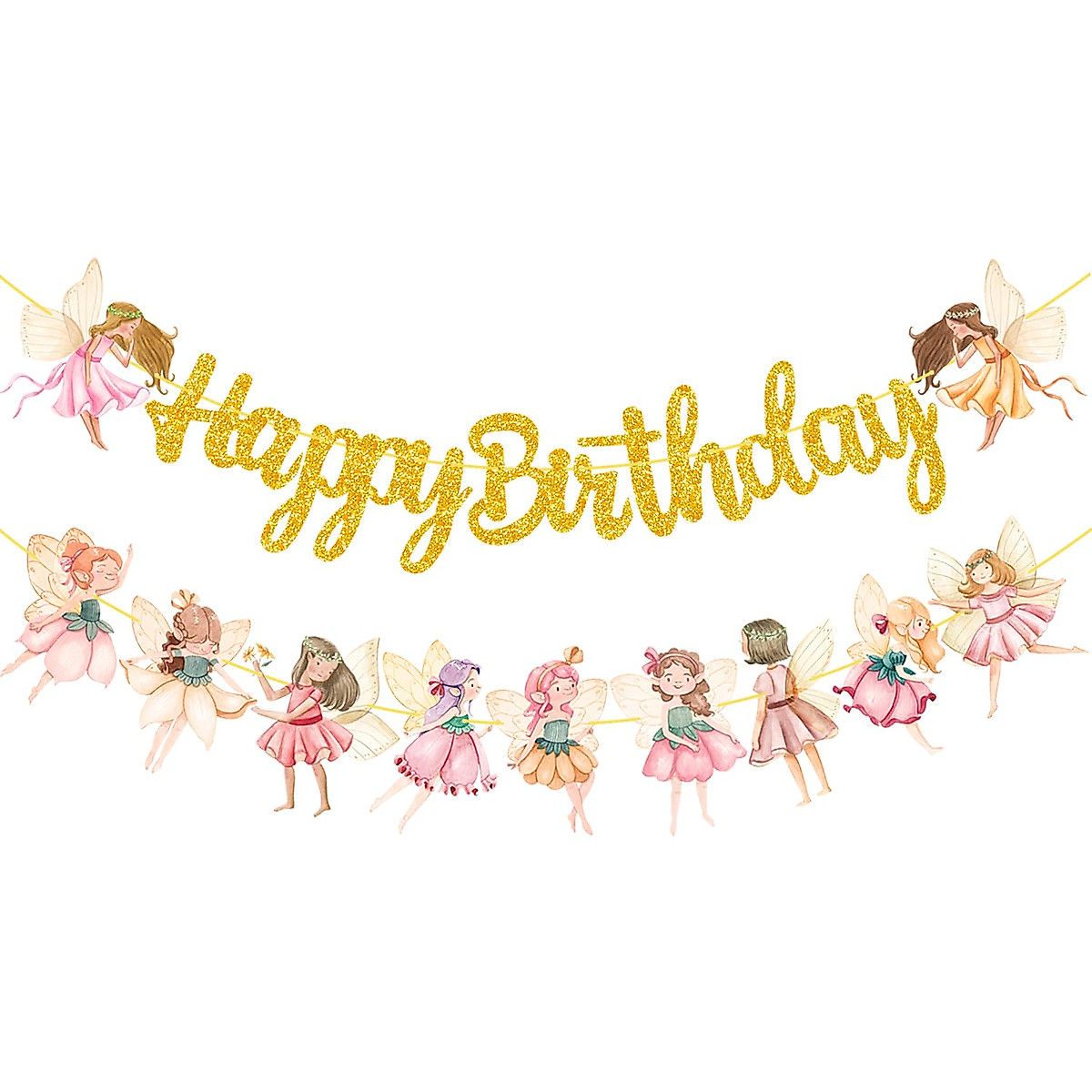 Fairy Birthday Party Banner Flower Fairy Banners Fairies Party Banners Fairy Birthday Party Decorations for Fairy Tale Theme Baby Shower Supplies
