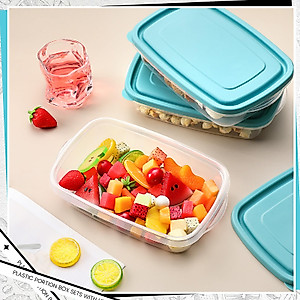 Qinyoung 18 Pcs 33 Oz/ 4 Cups Plastic Food Storage Containers with Lids Portion Box Sets with Cover Stackable Plastic Containers with Lids Microwave Freezer Dishwasher Safe(Blue)