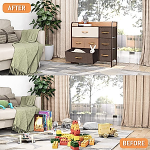 VredHom Wide Fabric Dresser Tower, 7 Drawers Fabric Closet Dresser Closets Storage Units with Sturdy Steel Frame, Wood Top & Easy Pull Fabric Bins for Bedroom, Living Room, Hallway, Entryway, Closets