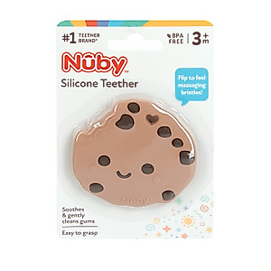 Nuby All Silicone Chocolate Chip Cookie Teether - 3+ Months