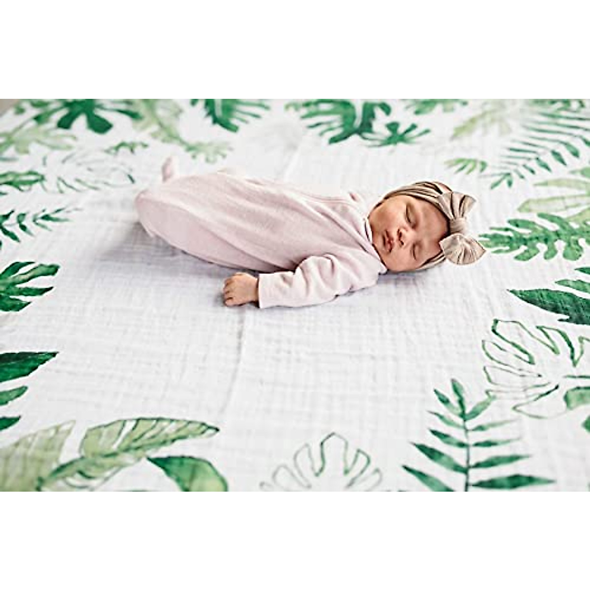 Little Unicorn Keepsake Monthly Milestone Photo Blanket – 47” x 46” – Milestone Cards Included - 100% Cotton Muslin – Machine Washable – Playful Designs - for Boys & Girls (Tropical Leaf)