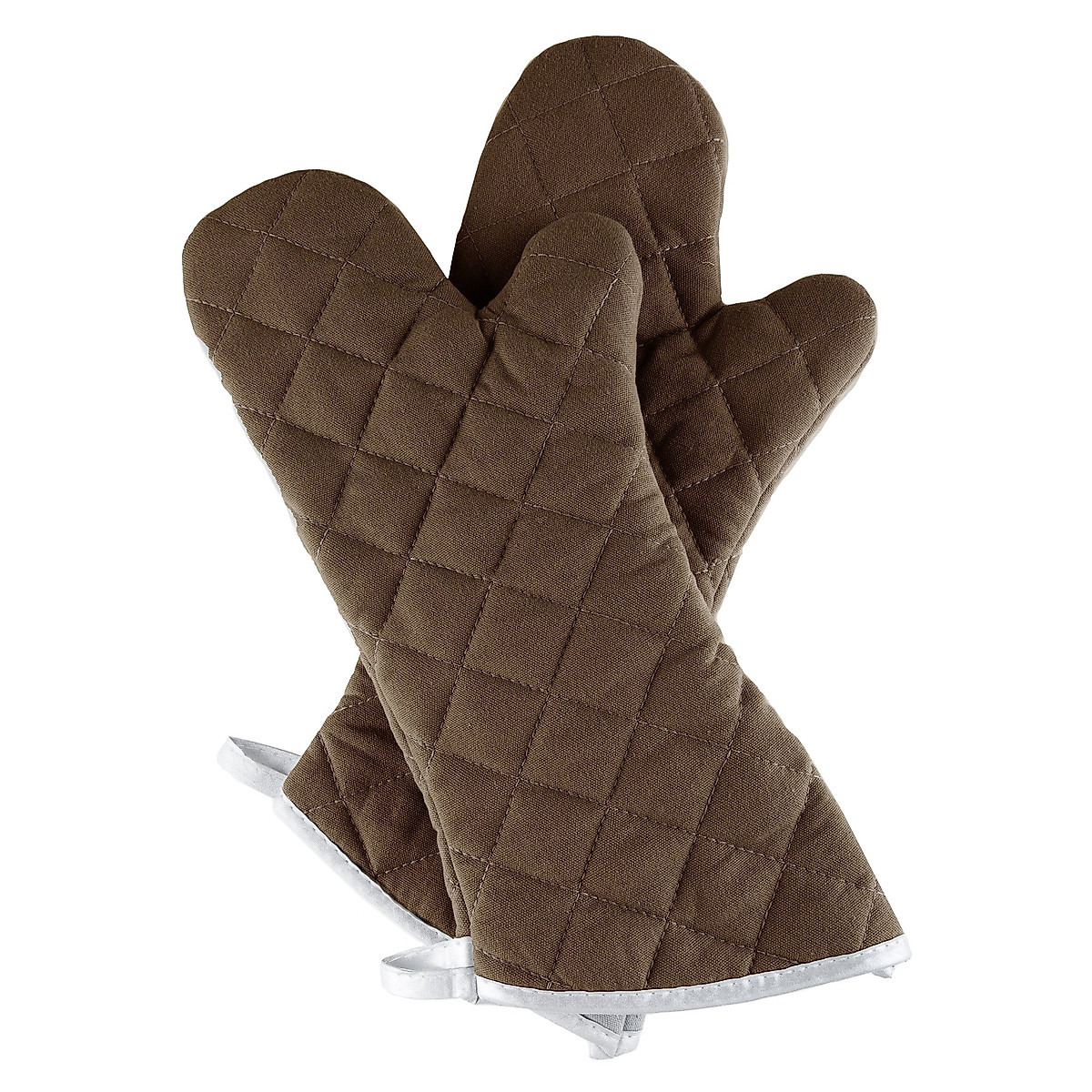 Oven Mitts, Set of 2 Oversized Quilted Mittens, Flame and Heat Resistant By Lavish Home (Chocolate)