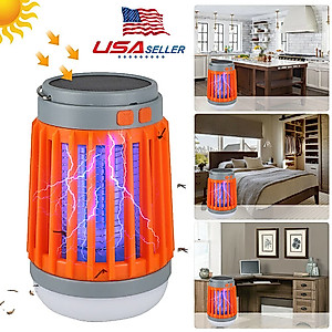 2PCS Solar Bug Zapper Light Bulb 3 in 1 Mosquitoes Killer USB Rechargeable Camping Light Flashlight,IPX6 Waterproof Portable Light Bulb Zapper Outdoor for Travel Hiking,Doorway,Corridor,Balcony (4)