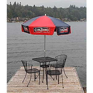 DestinationGear Heininger 1378 Cinzano Red and Blue 6' Vinyl Patio Pole Umbrella