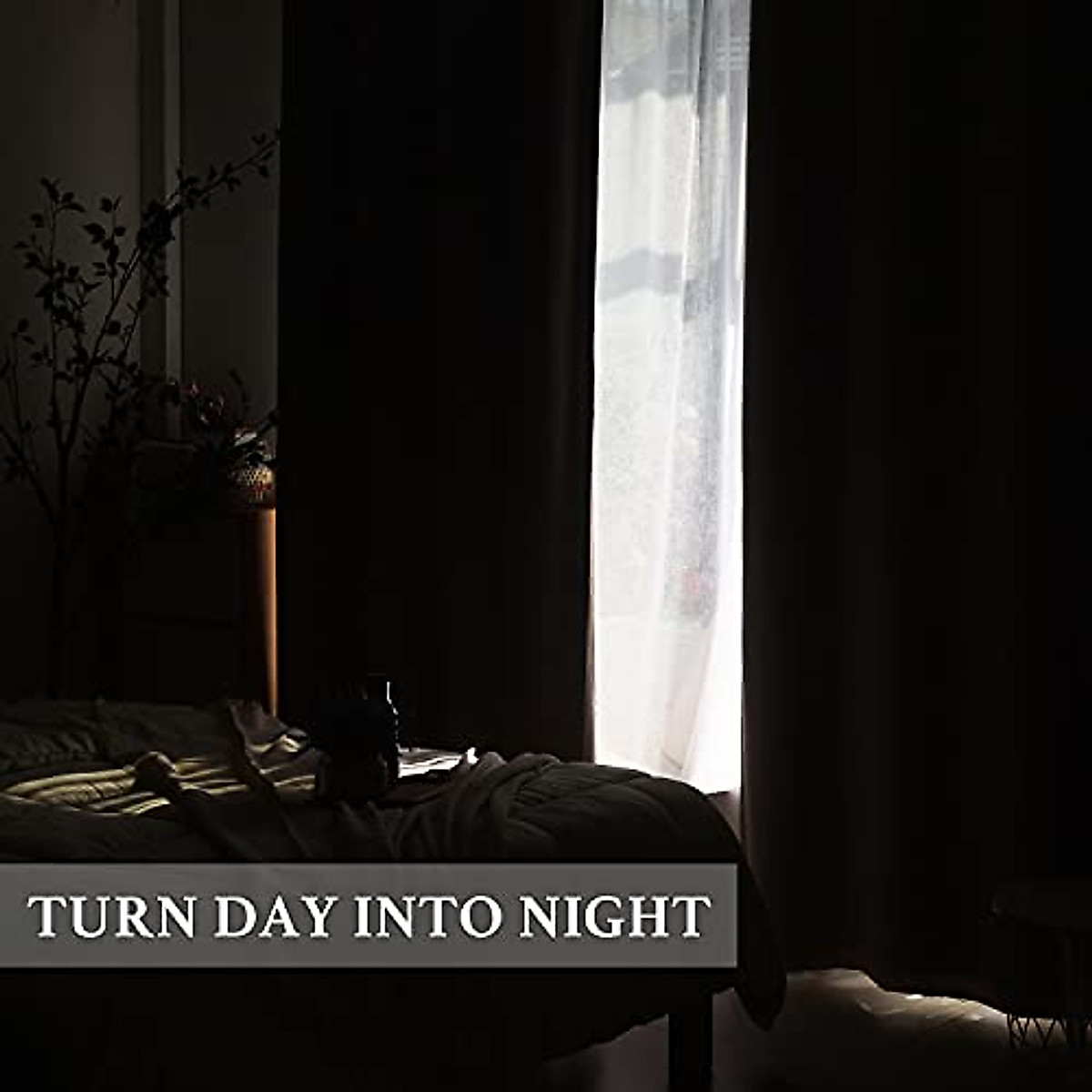 100% Blackout Patio Door Curtain Extra Wide Curtain Panels Sliding Glass Door Curtain Linen Textured Look Grommet Blackout Curtains 84 Inch Length, 100" x 84", Beige