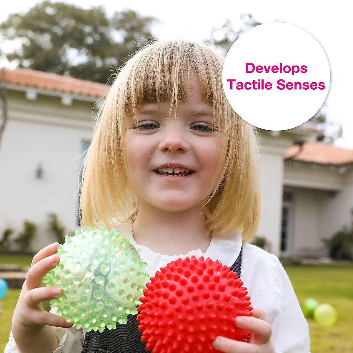 Edushape Sensory Balls for Baby - 4” Transparent Color Baby Balls That Help Enhance Gross Motor Skills for Kids Aged 6 Months and Up - Pack of 4 Vibrant Colorful and Unique Textured Balls for Baby