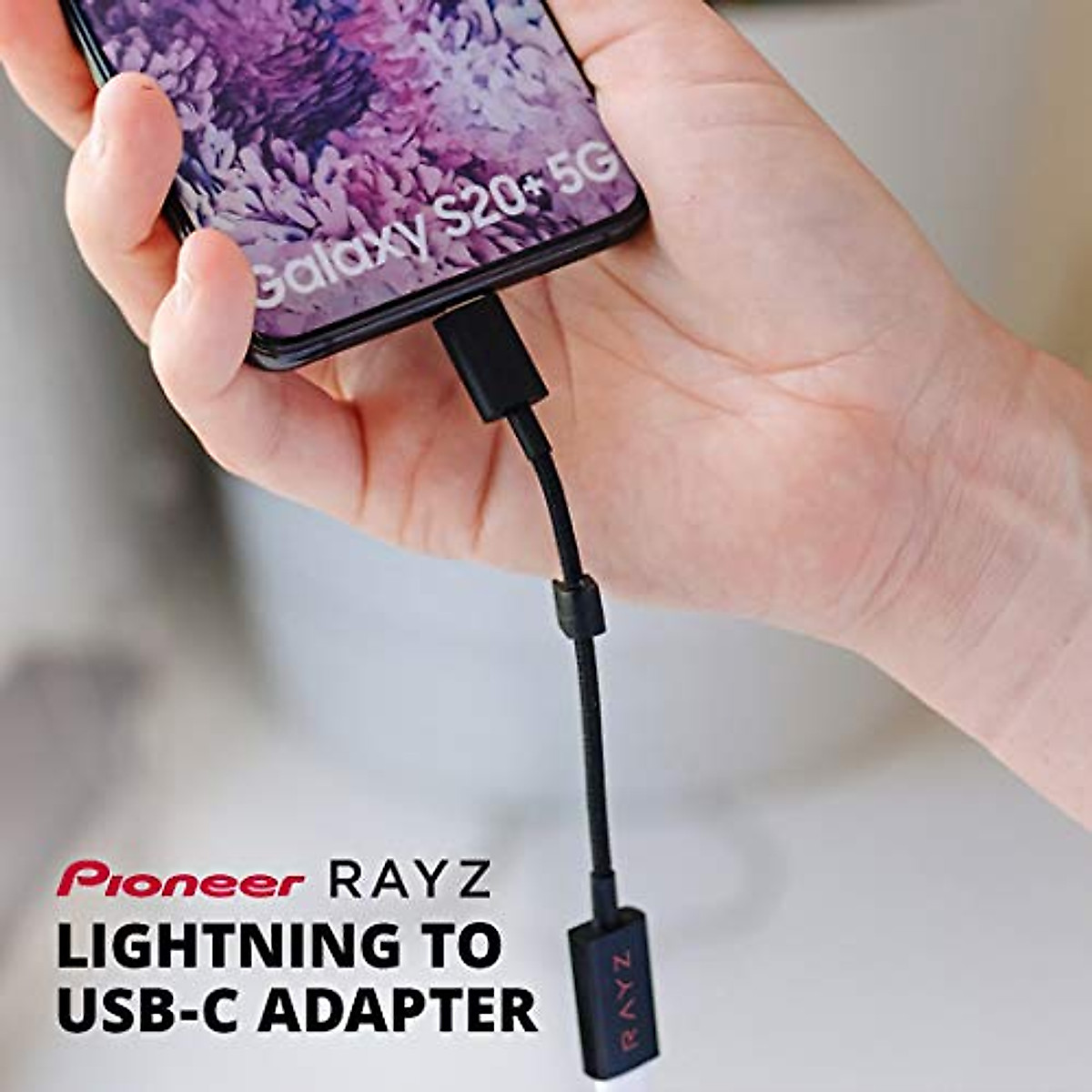 RAYZ Lightning to USB-C Audio Adapter | Connect Lightning Headphones Earphones to Any USBC Device –– Lossless Audio, Universal Compatibility, Latch for Storage (Black)