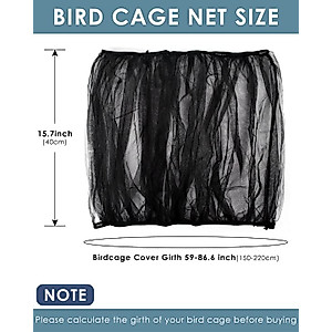 Bissap Bird Cage Seed Catcher, Universal Birdcage Net Nylon Adjustable Elastic Band Stretchy Skirts Mesh Cover for Parrot Cage Seed Guard (Not Include Birdcage)- Black