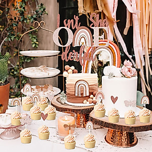 Boho Rainbow 1st Birthday Decorations,Boho First Party Decorations Isn't She Lovely and Isn't She Onederful Banner Cake Toppers and Balloons for Boho Theme Party First Birthday Girls