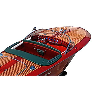 Wooden Model Boats Handicraft Riva ARISTON Painted, Assembled Wooden Boat Decoration, Model Boat Display, Riva Model Boat, RED, 50X14X14 CM