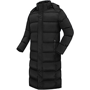 HMLOPX Men Women Down Long Quilted Coat, Puffer Jacket Windproof Quilted Down Parkas with Hood (Color : black, Size : S-Small)