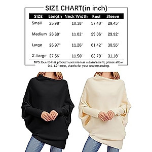 LILLUSORY Womens 2023 Fall Long Batwing Sleeve Off Shoulder Tunic Tops Oversized Crewneck Lightweight Slouchy Pullover Sweaters White