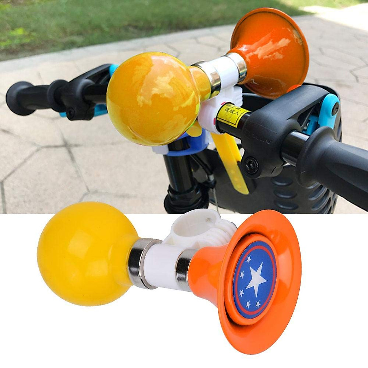 Rubber Children Bike Horn, Metal Rubber Loud Children Bike Horn Bike Warning Bell for Boys Girls Bike Accessory (Orange)