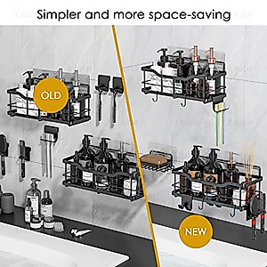 PIMVANS Shower Caddy, Adhesive Improved Shower Shelves [9 detachable shower accessories,Soap Dish], Stainless Steel Bathroom Organizer, Shower Rack for Inside Shower, Shower Storage, Black (BLACK)